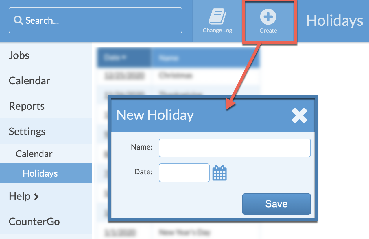 Set Holidays On The Calendar